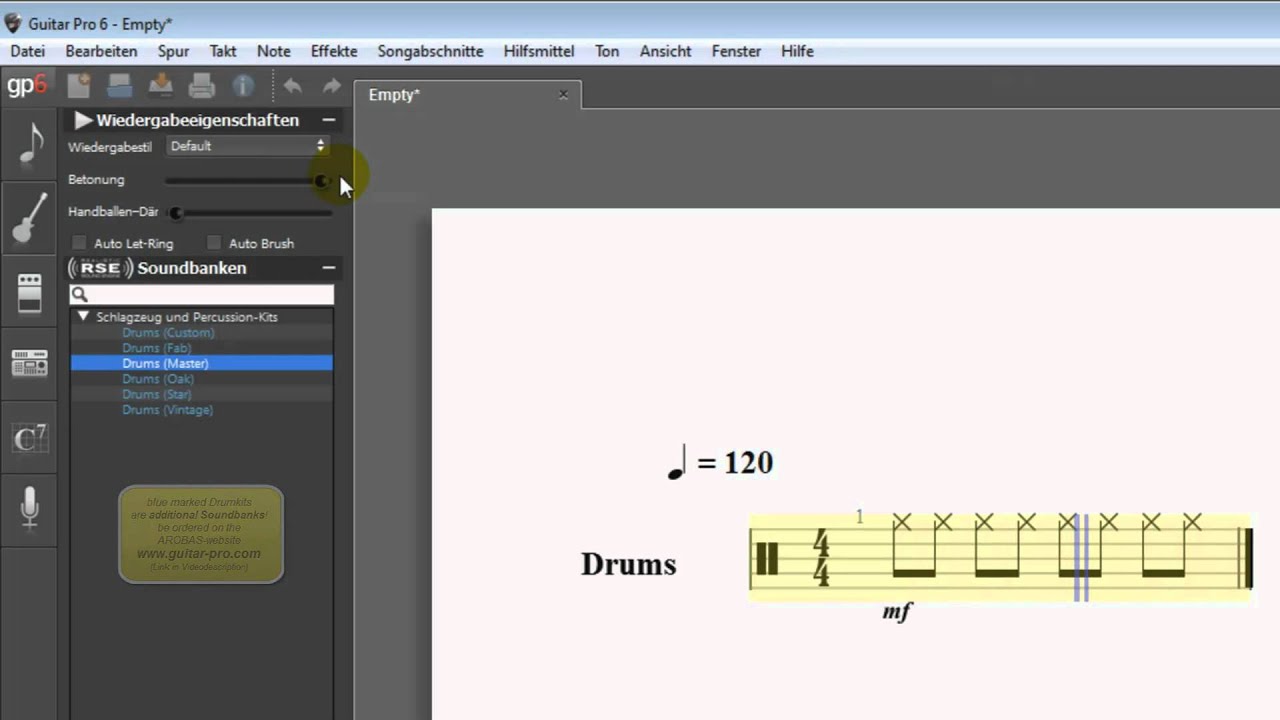 TOM's GUITAR - CORNER-Tutorials - Guitar Pro 6 - Drums (Part 01) german ...