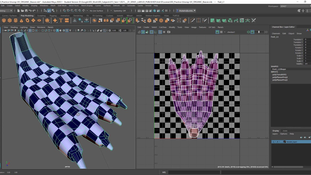 Unit 3 - Part 2 - UV Unwrapping Example for Feet - YouTube