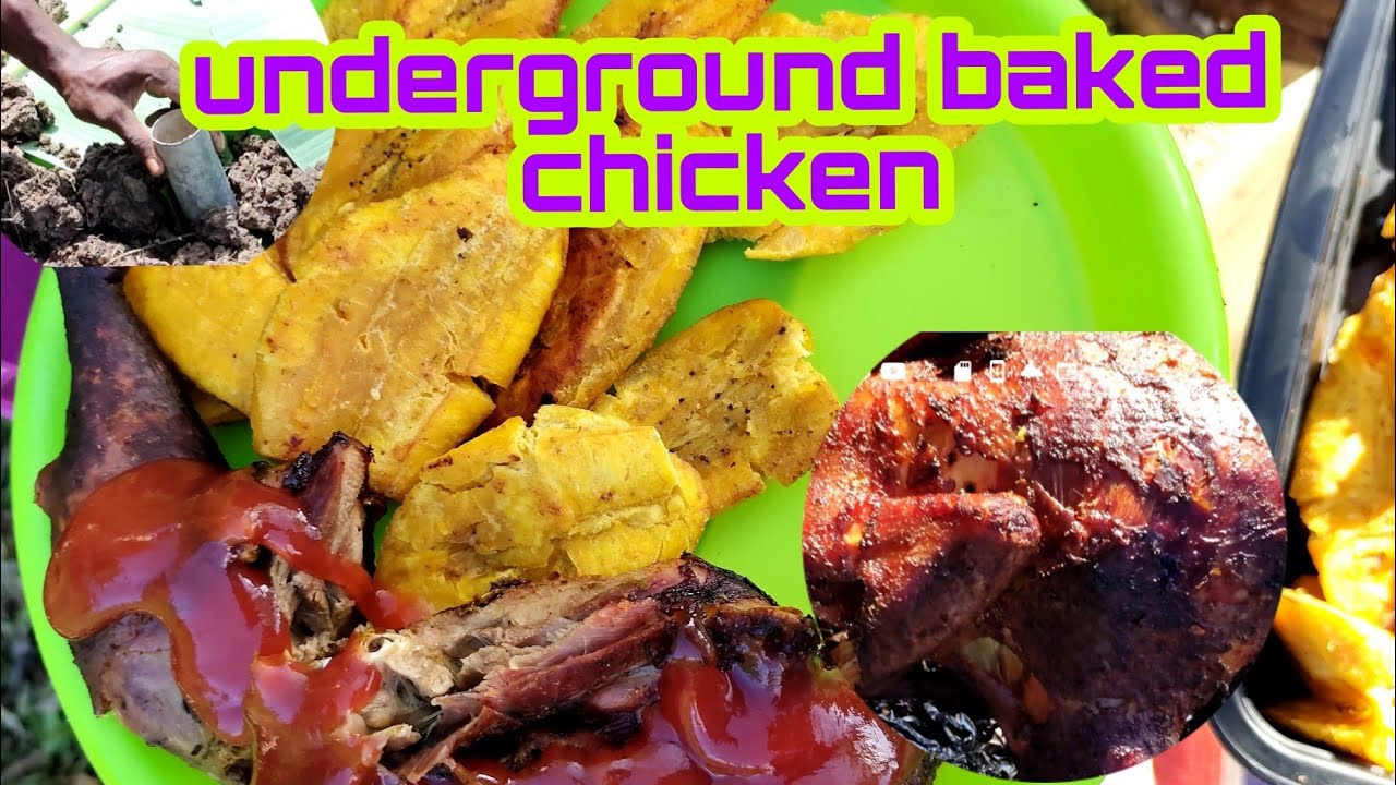 delicious underground bake rooster with fried plantains on the farm ...