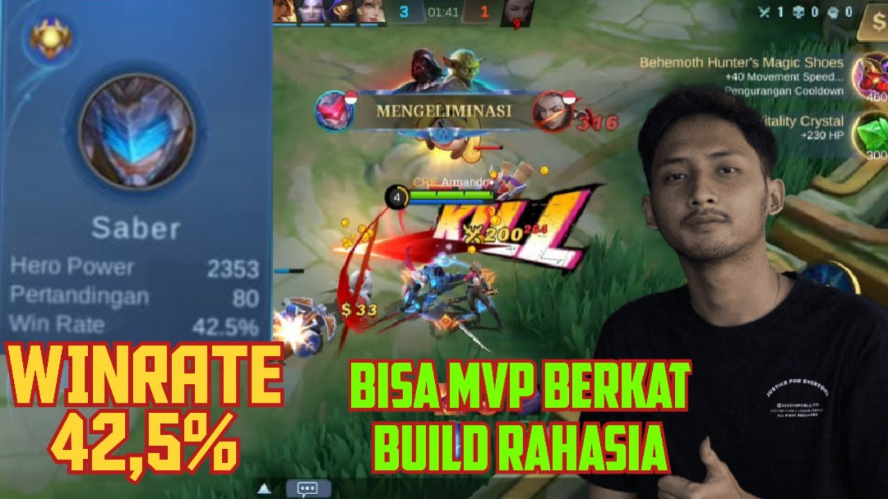 PAKAI BUILD SABER SAKIT PARAH, WIN RATE KECIL BISA MVP - YouTube