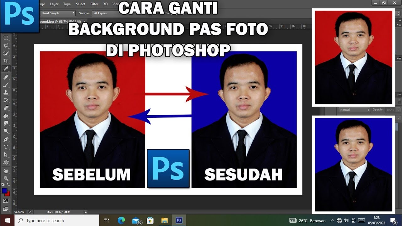 Cara Mengganti Background Pas Foto Di PhotoShop #caragantibackground # ...