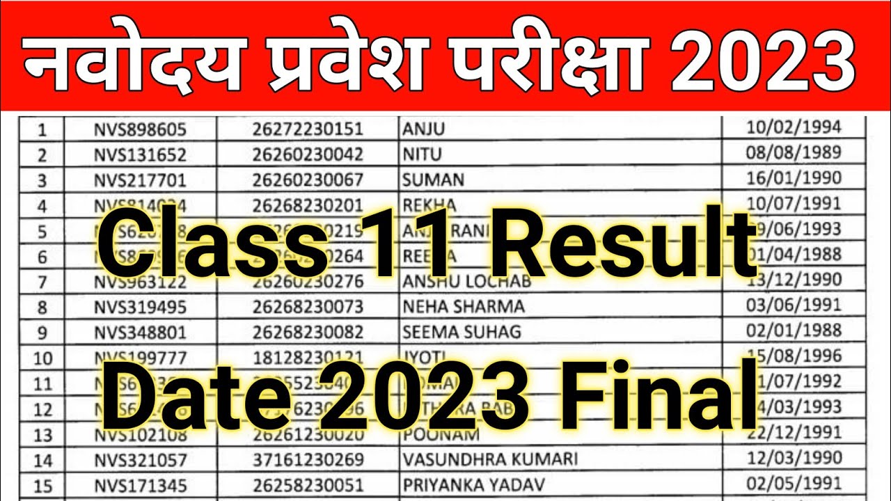 Jnv class 11th Result Date 2023 | Jnv class 11th Result 2023 | jnv ...