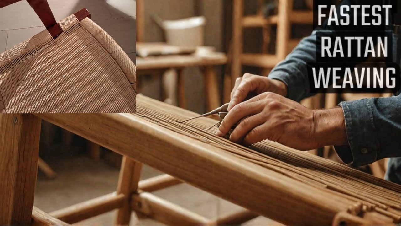 The FASTEST Way to Weave Rattan on a Wooden Chair Frame. #woodworking # ...
