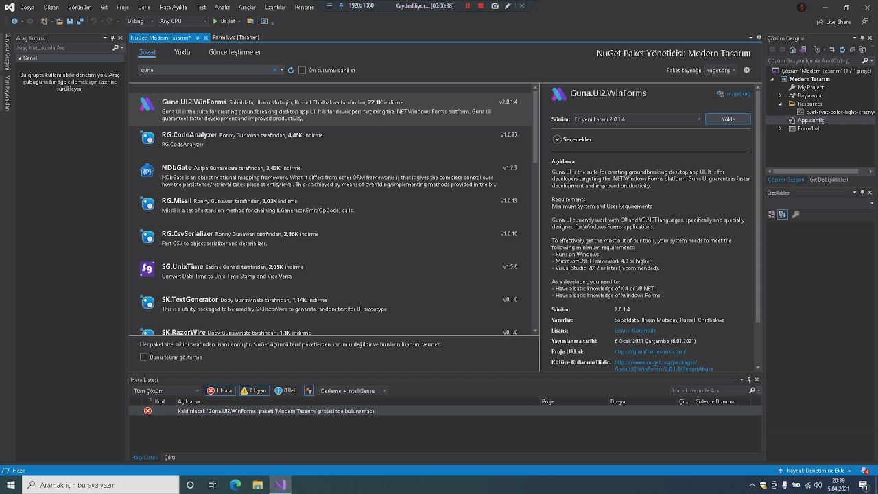 Visual Studio Modern Tasarım Yapımı - YouTube