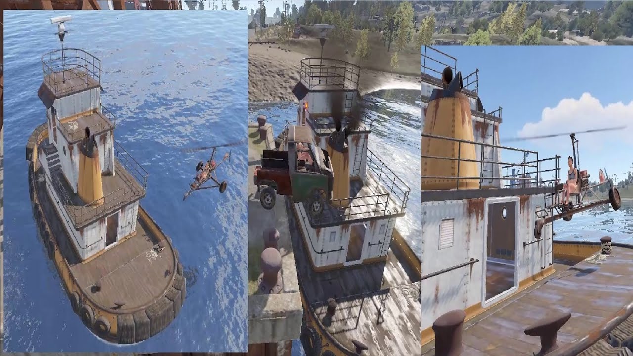 land Helicopters cars on TUGBOAT RUST #rustgameplay - YouTube