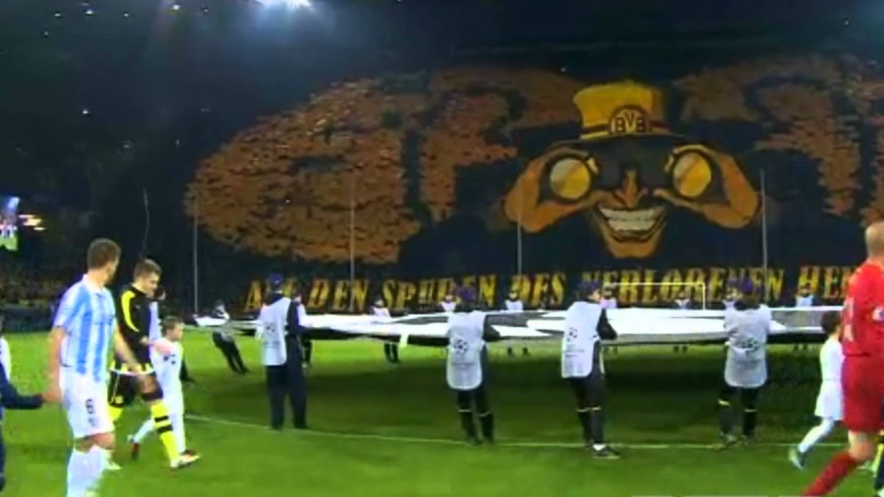 Mosaico feito pela torcida do Borussia Dortmund pela Champions League ...