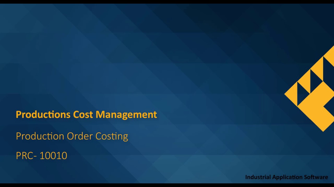 PRC 10010 : PRDT51MT - Production Order Costing - YouTube