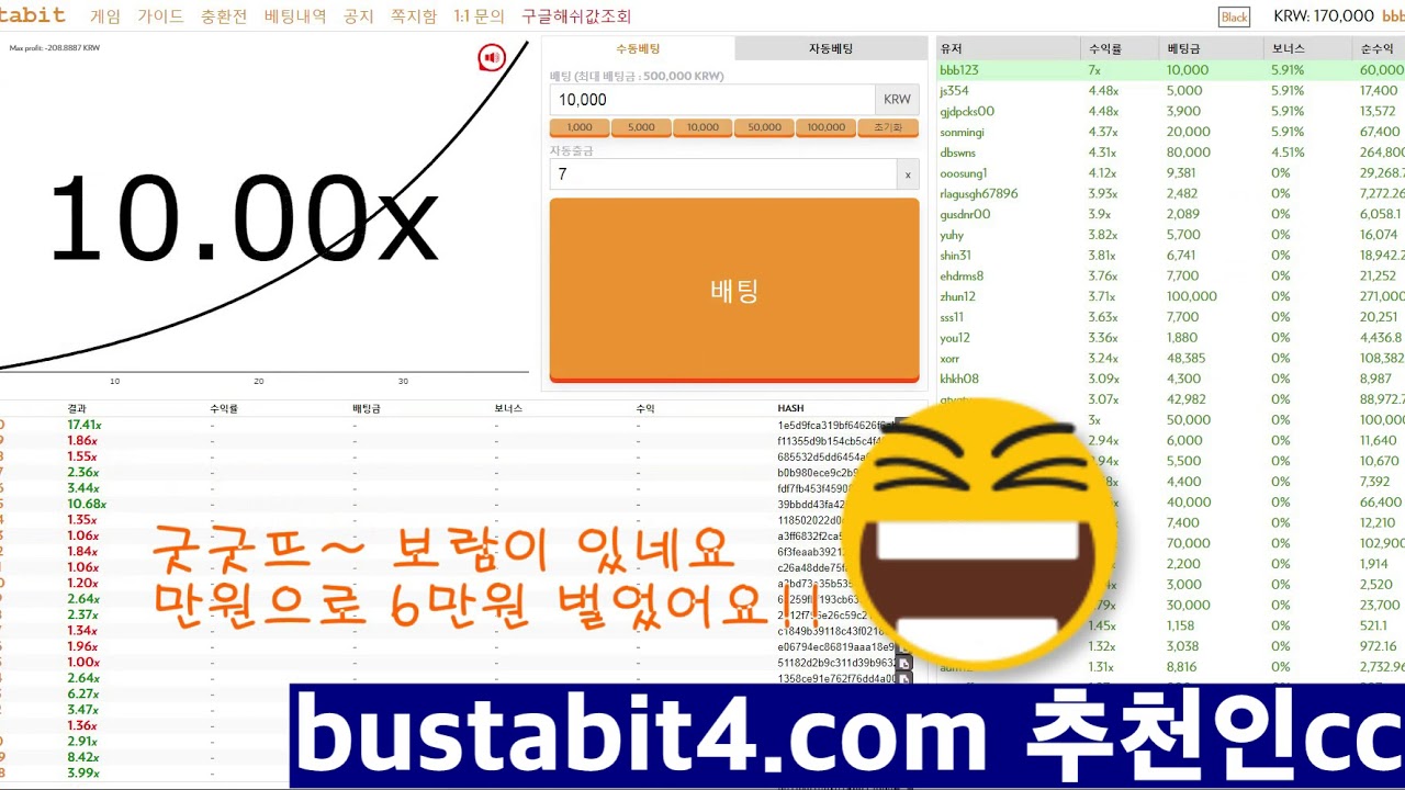 부스타빗 그래프 bustabit - YouTube