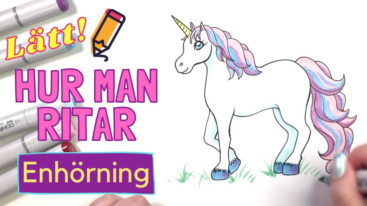 Hur man ritar en söt enhörning / unicorn! – Lätt lär dig teckna-video ...