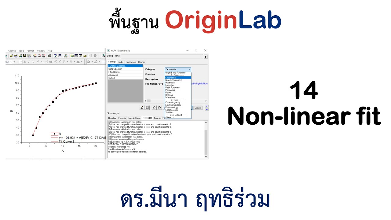 Basic of OriginLab 14 การฟิตกราฟแบบสมการไม่เส้นตรง - YouTube