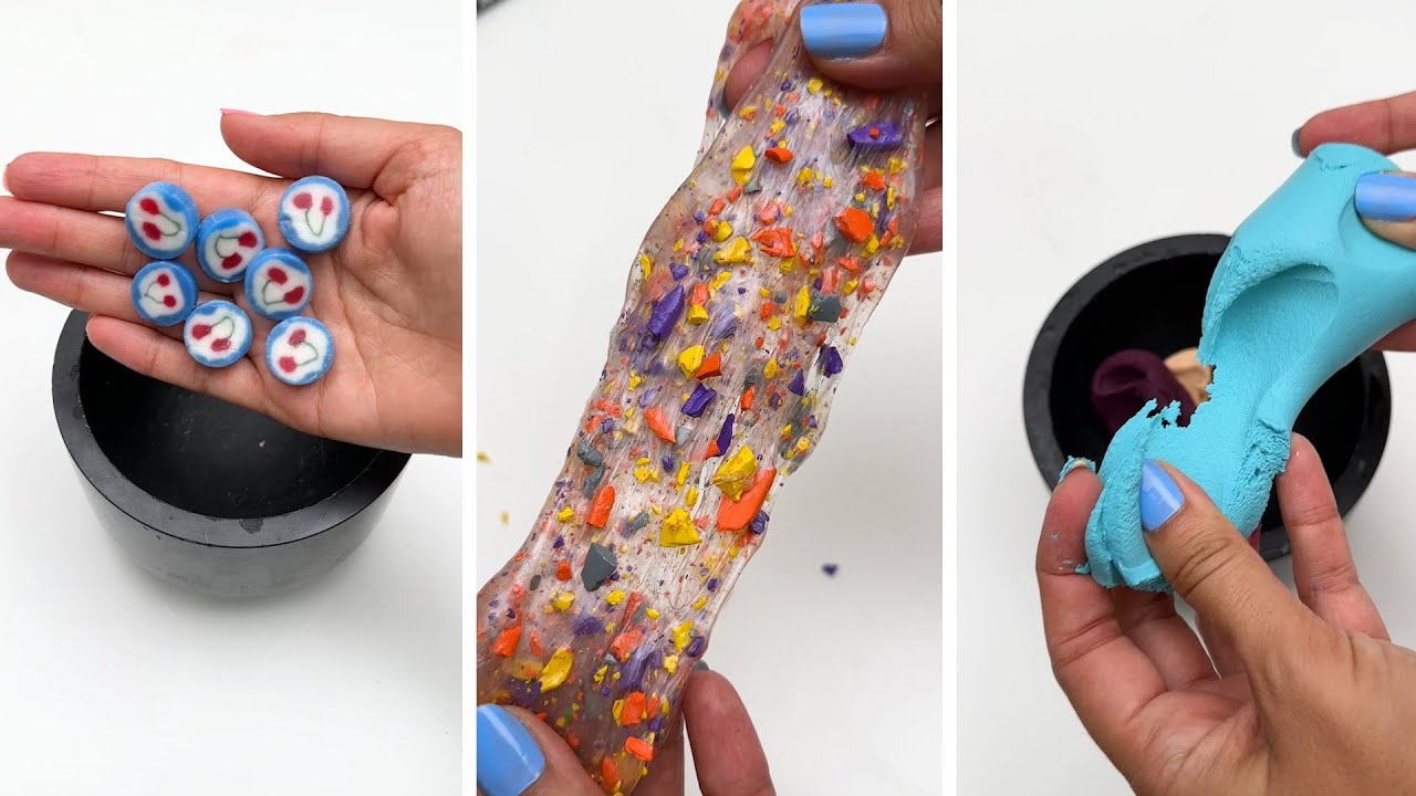 Satisfying Crushing 💯 Slime crush glitters 😬🧁🍡🥐🍩 - YouTube