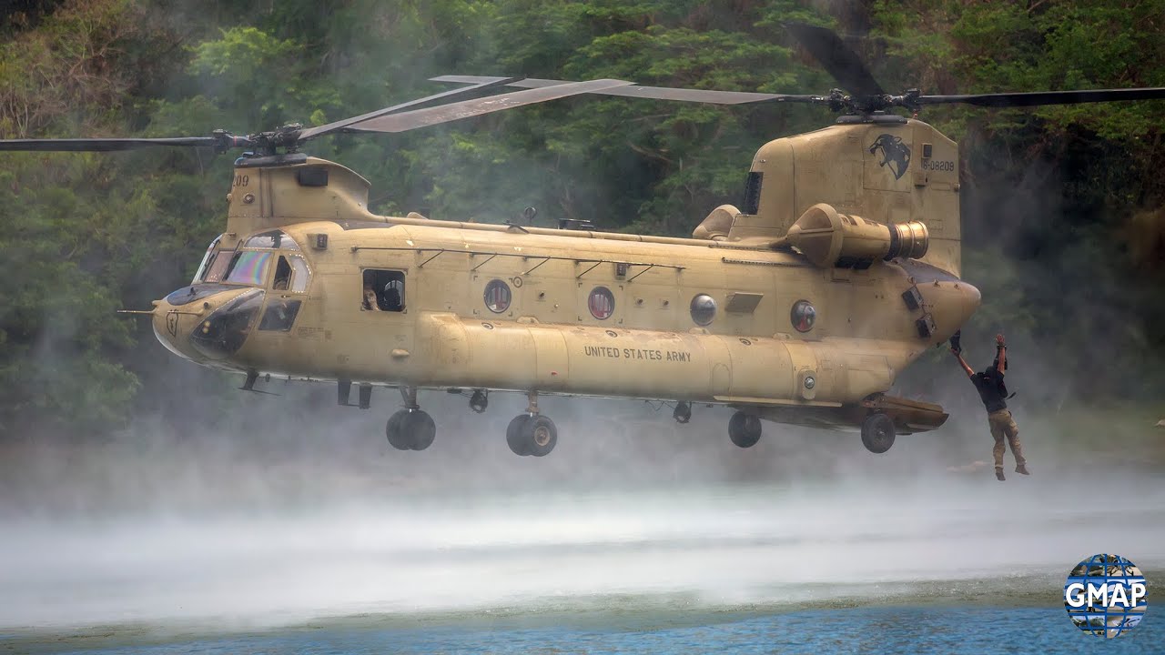 CH-47 Chinook helocast in jungle Philippines #army #helicopter #chinook ...