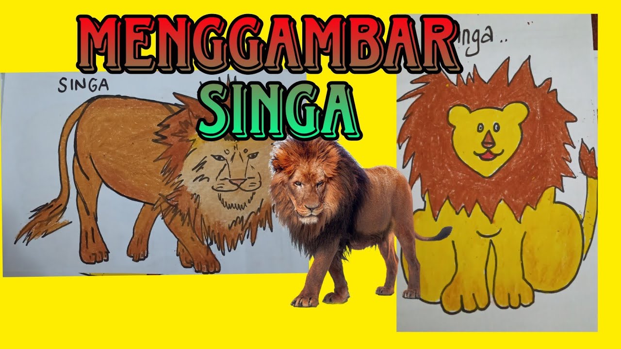 Cara Menggambar Singa | Versi garang dan imut - YouTube