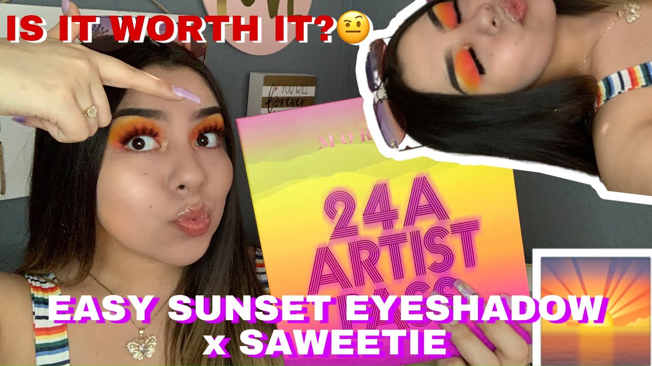 EASY SUNSET EYESHADOW TUTORIAL/ FIRST IMPRESSIONS | MORPHE X SAWEETIE - YouTube