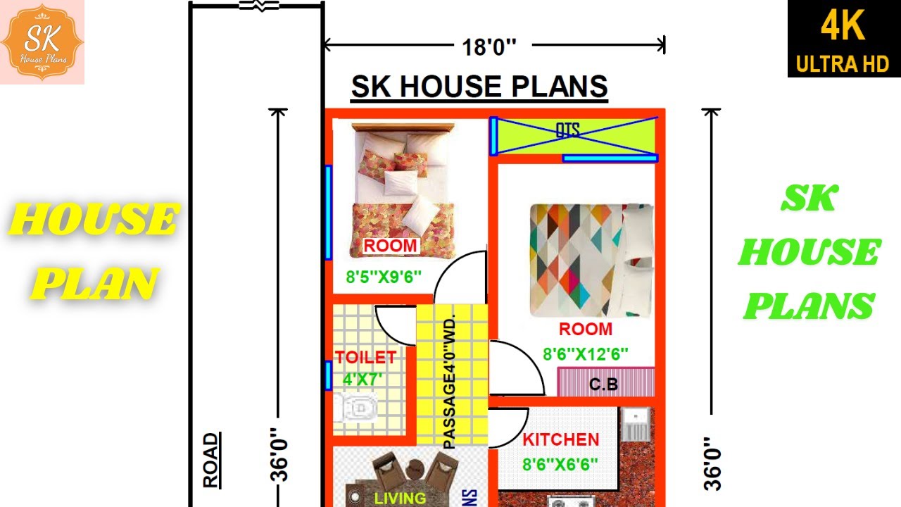 HOUSE PLAN 18' X 36’ / 648 SQ.FT / 72 SQ.YDS / 60 SQ.M / TWO SIDE ROAD ...