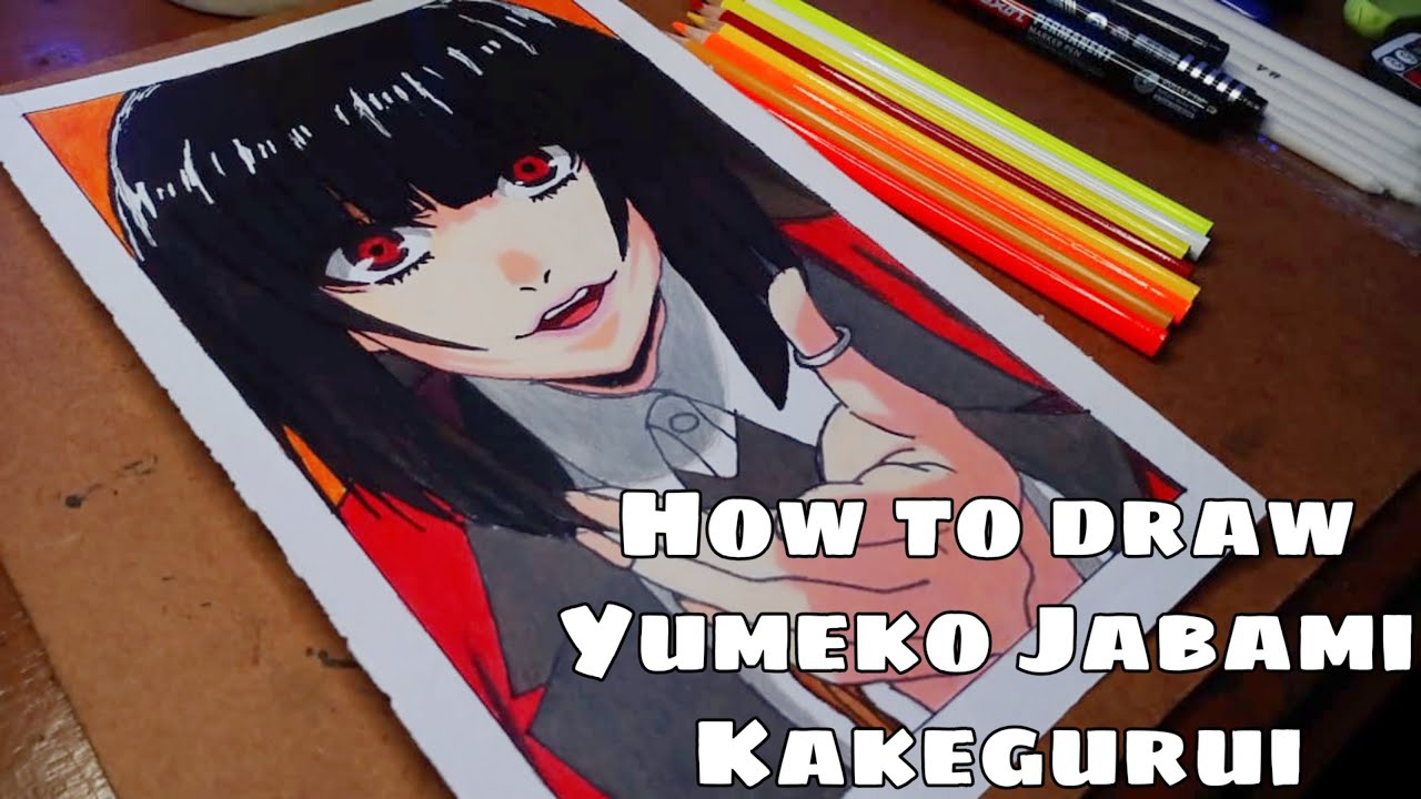 How to draw Yumeko Jabami | Kakegurui (賭ケグルイ) | colour pencils | (step ...