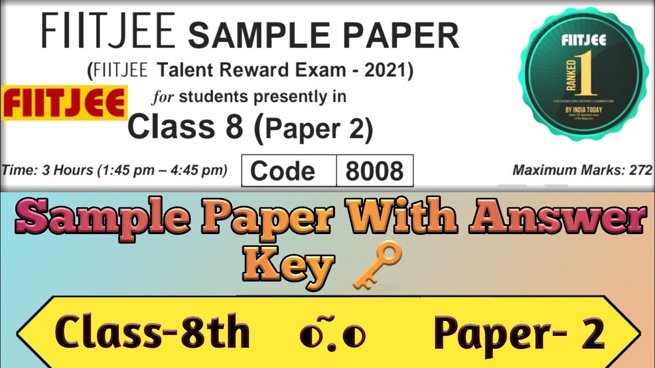 FIITJEE FTRE 2021 Sample Paper of Class 8th | Paper 2 || Fiitjee Talent ...