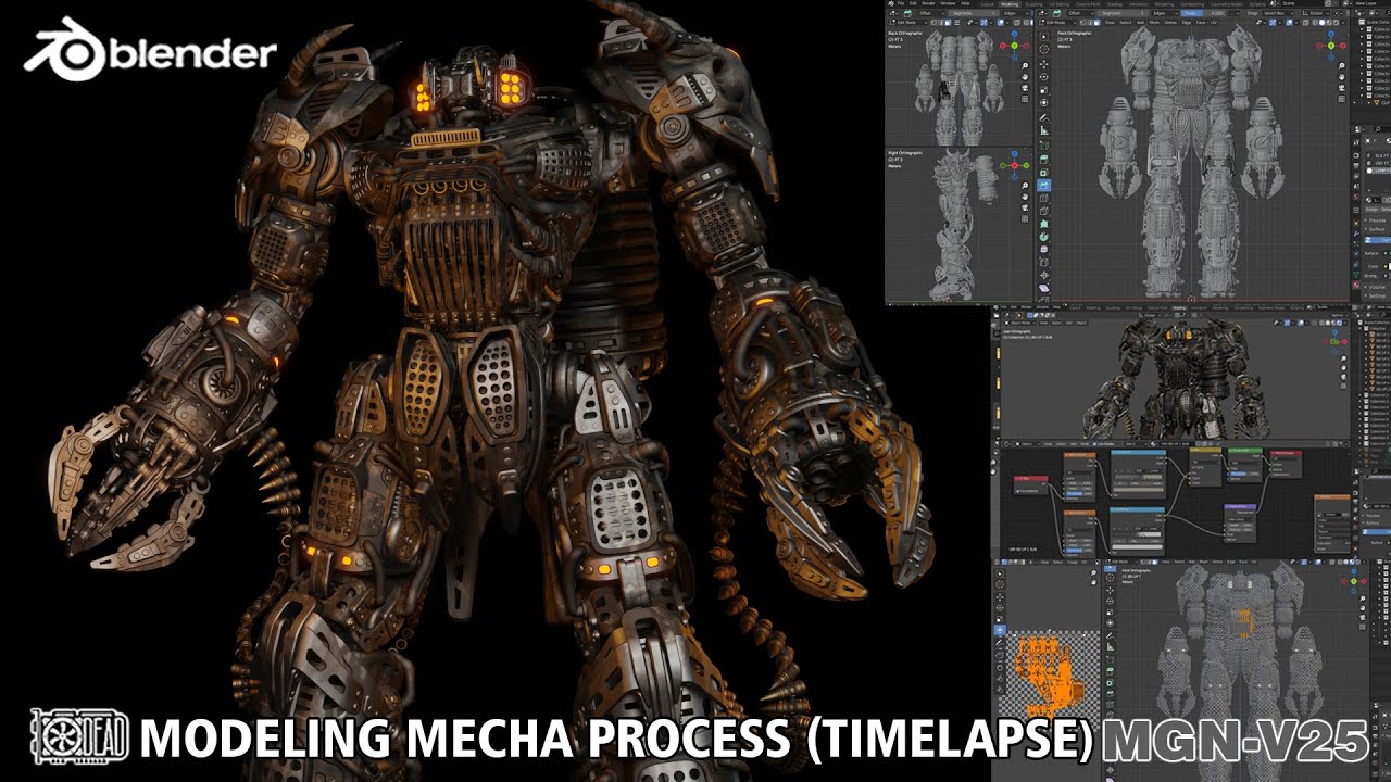 Blender 3D Modeling Mecha (HardSurface) - Timelapse Process - With ...