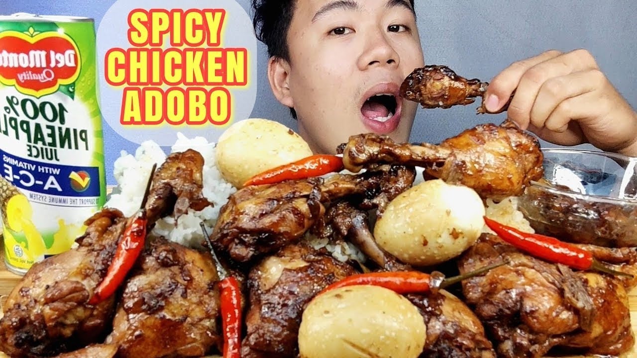 SPICY CHICKEN ADOBO MUKBANG | Adobo Mukbang | Pork Adobo | Mukbang ...