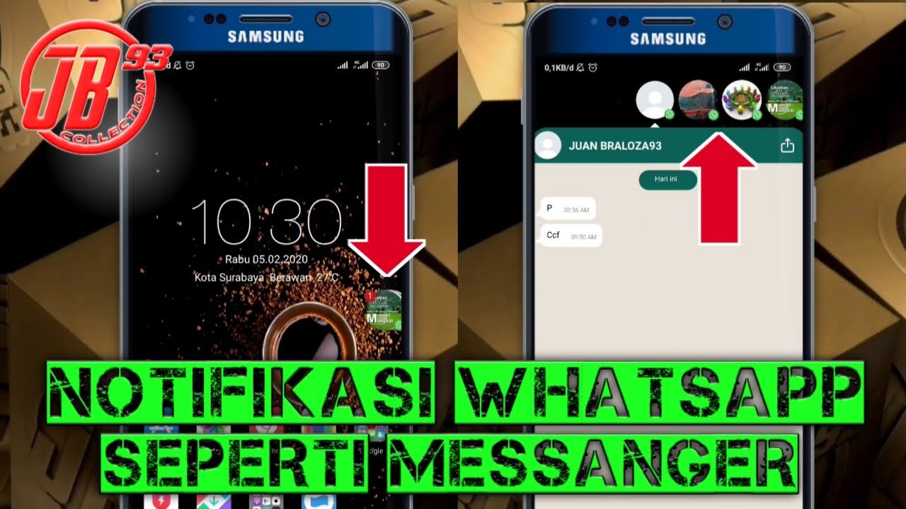 Cara Membuat Notifikasi WhatsApp Seperti Messanger - YouTube