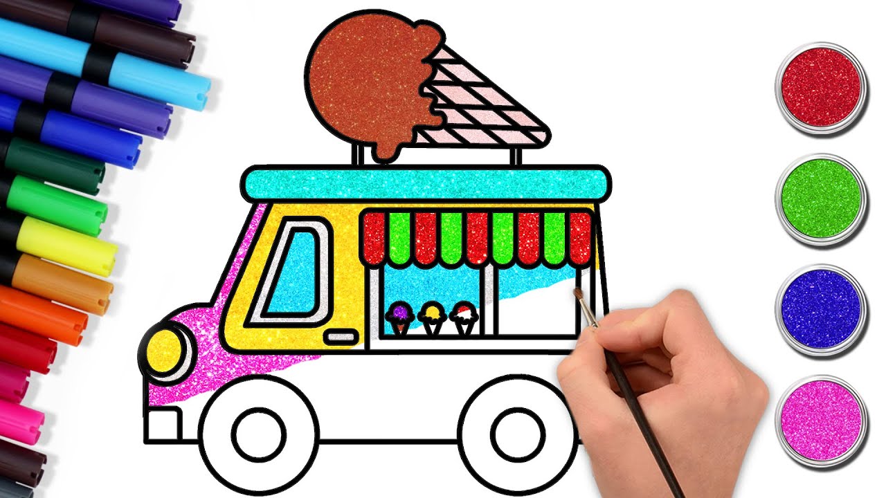 How to Draw Ice Cream Truck | Drawing, Painting and Coloring for Kids ...