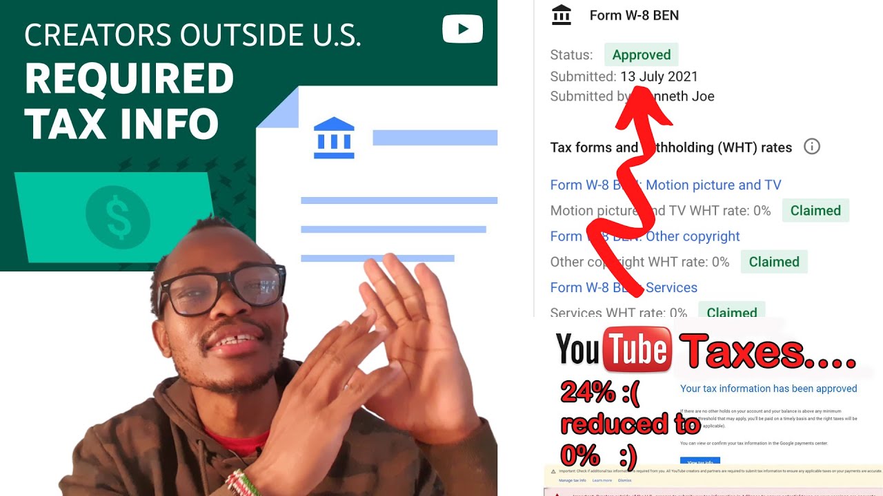 How To Fill Youtube Adsense Tax Info for Non US Youtube Creators | Get ...
