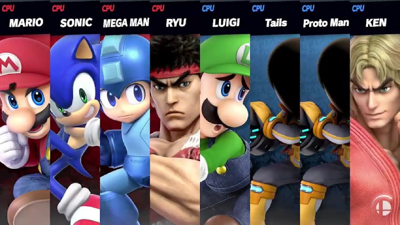Smash Ultimate EX Mario, Sonic, Mega Man & Ryu VS Luigi, Tails, Proto ...
