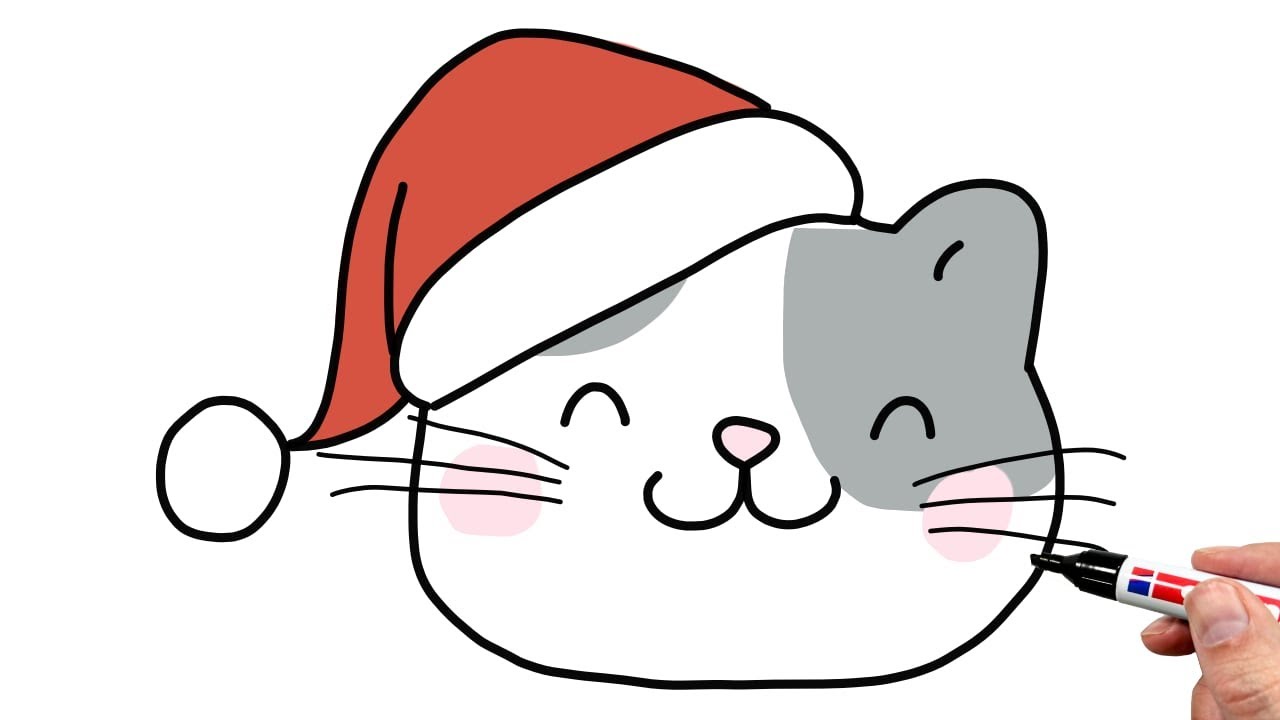 How to Draw a Christmas Cat - YouTube