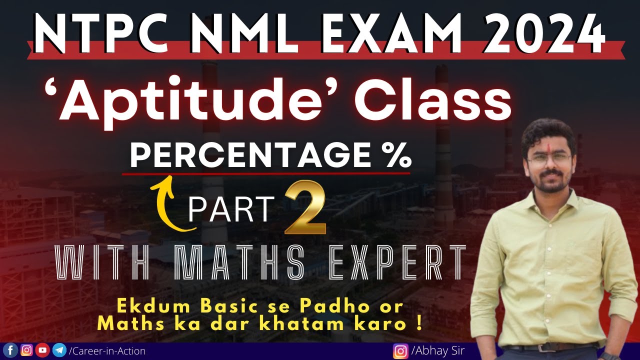 Percentage - Aptitude Class for NTPC (NML) Exam 2024 | Maths Dhamakedar ...