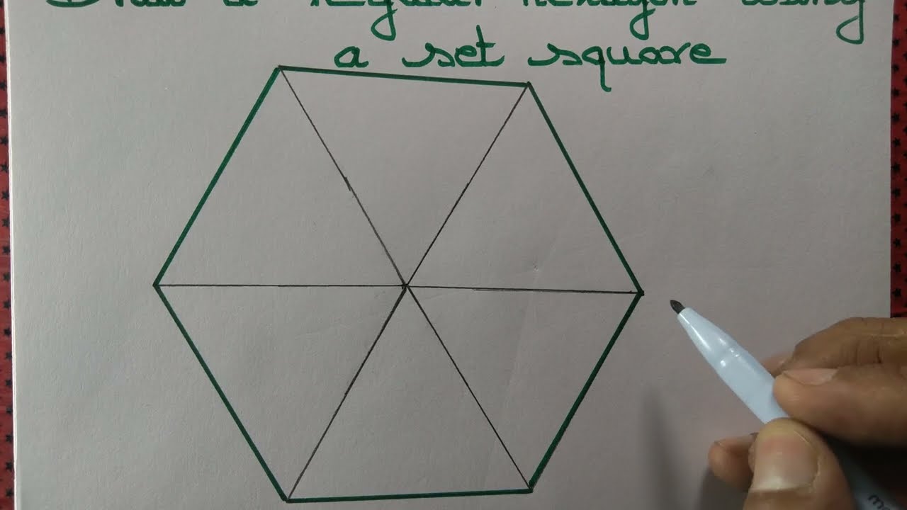 Draw a regular hexagon using a set square 📐 - YouTube