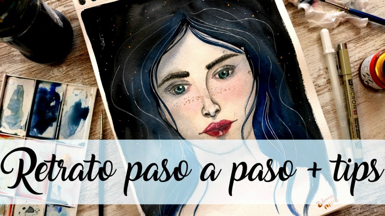 RETRATO SEMI REALISTA PARA PRINCIPIANTES CON ACUARELAS - YouTube