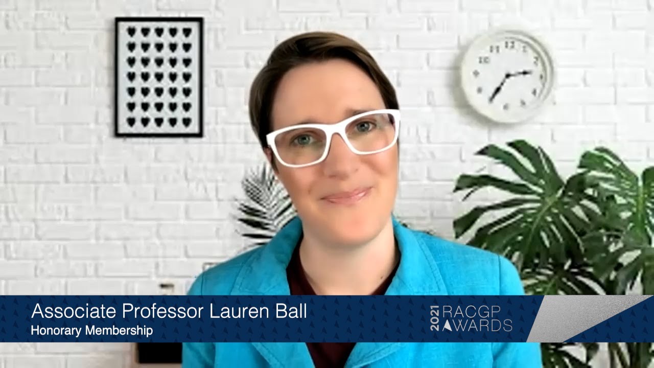 RACGP 2021 Honorary Membership - Associate Professor Lauren Ball - YouTube