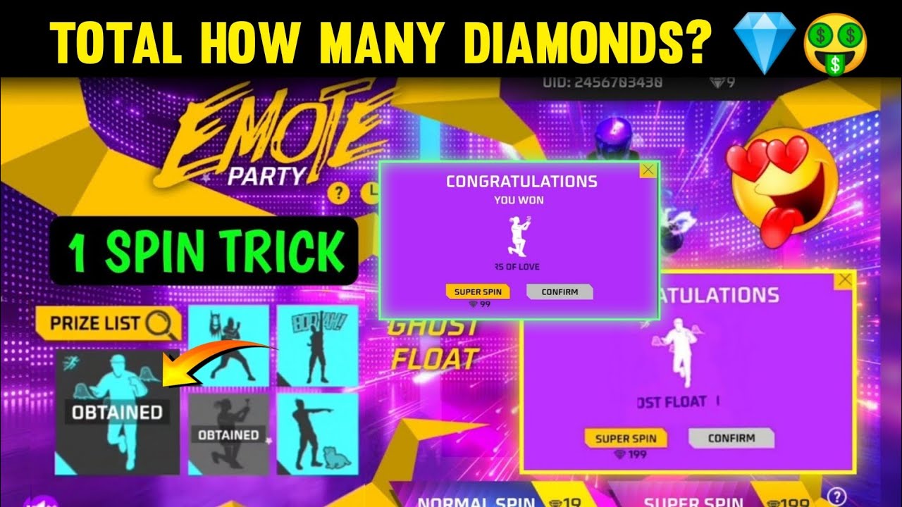 emote party event 1 spin trick in tamil | ghost float emote 1 spin ...