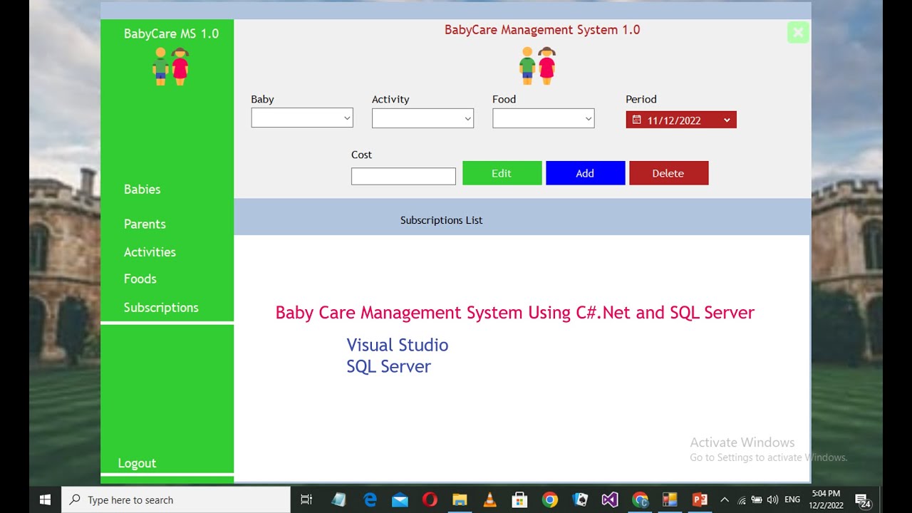Child Care Management System Using C# and SQL Server - YouTube