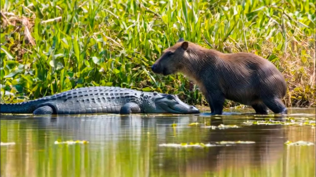Best Friends Capybara and Alligators - YouTube