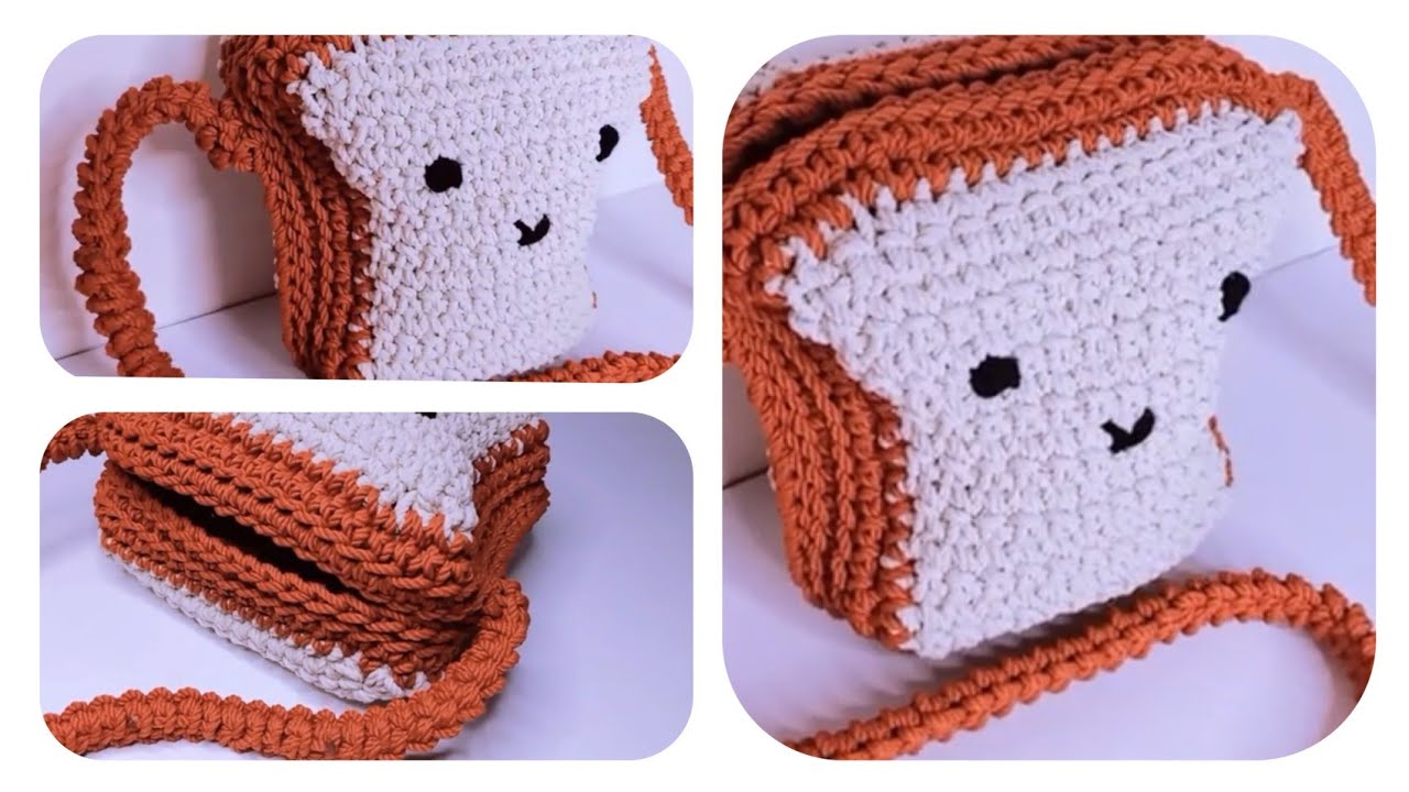 How to Crochet a Super Easy Toast Bread Bag || Mini Crochet Bread Bag ...