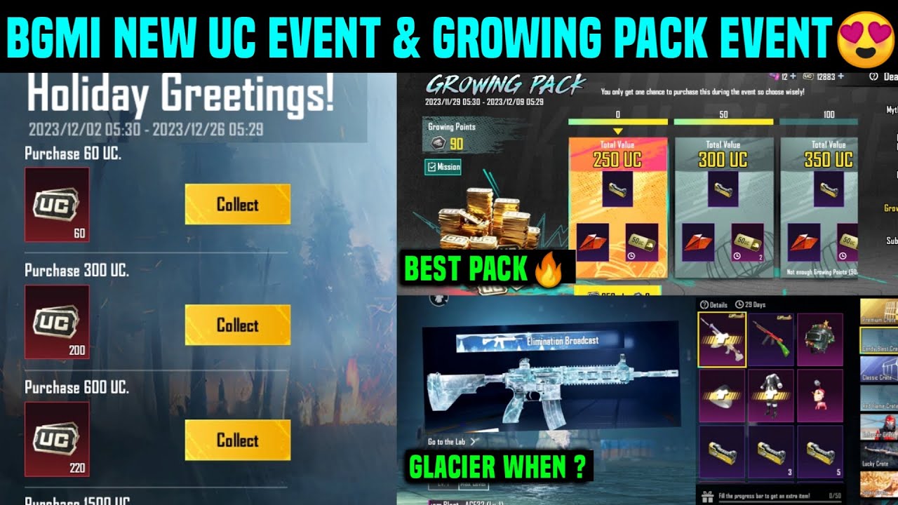 BGMI HOLIDAY GREETINGS NEW UC EVENT | BGMI NEW GROWING PACK EVENT ...
