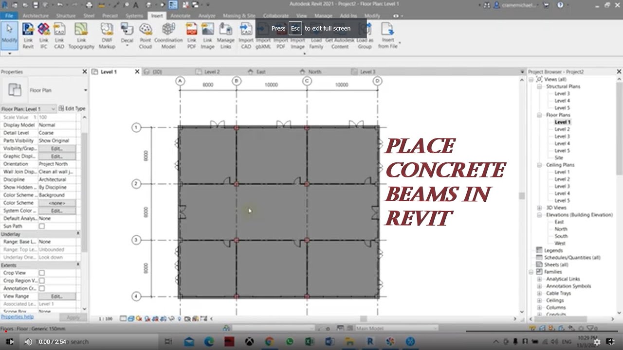 Place Concrete Beams In Revit - YouTube