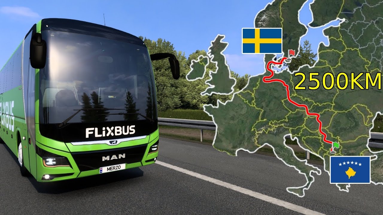 ETS2 FlixBus Mountain Route (Pristina to Malmö) Kosovo to Sweden | Euro ...