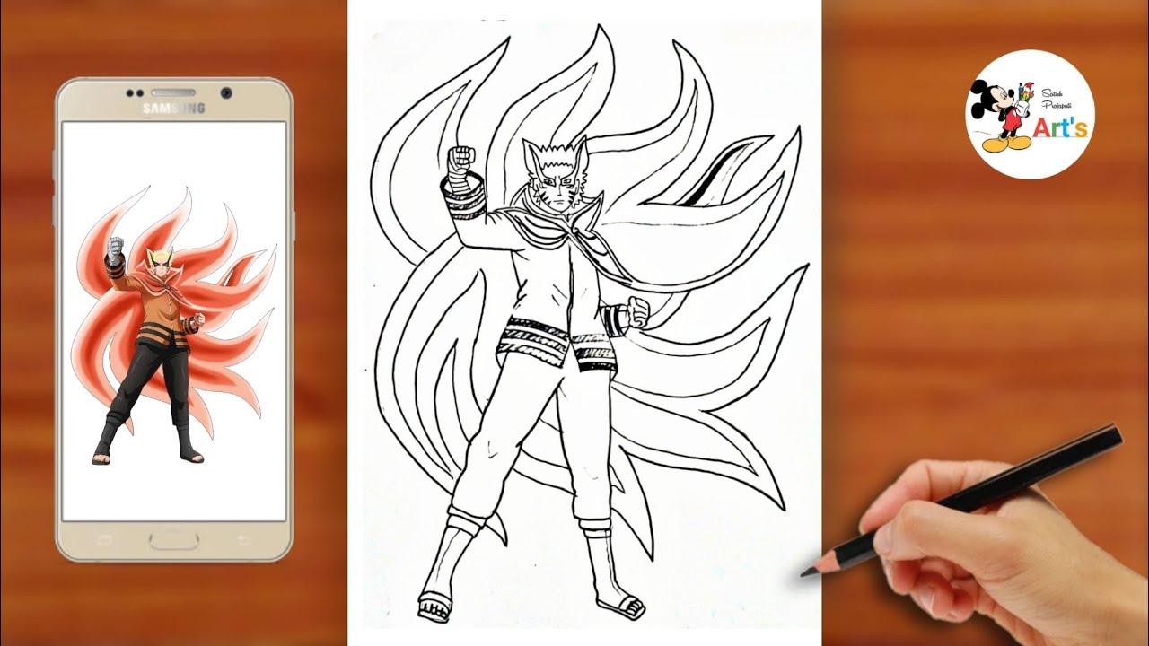 How to draw naruto baryon mode full body || naruto drawing easy step by ...