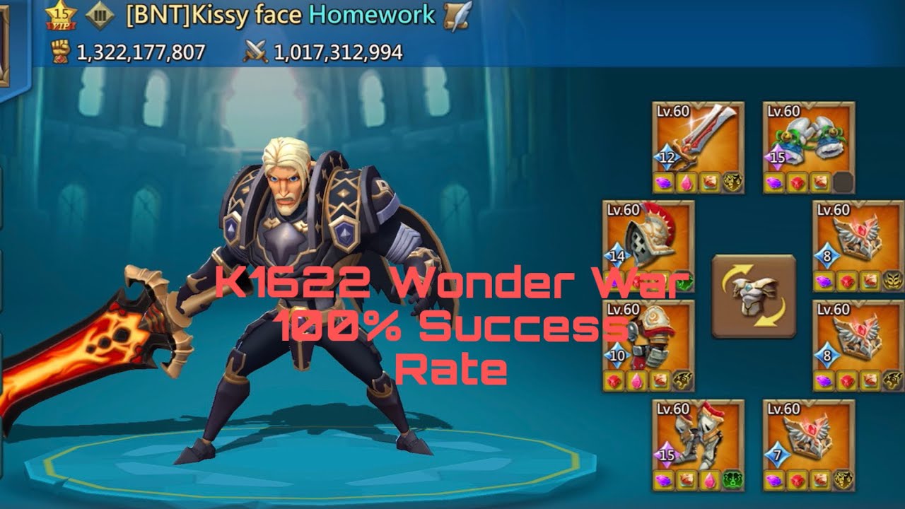 Lords Mobile - K1622 Wonder War 100% Success Rate - YouTube