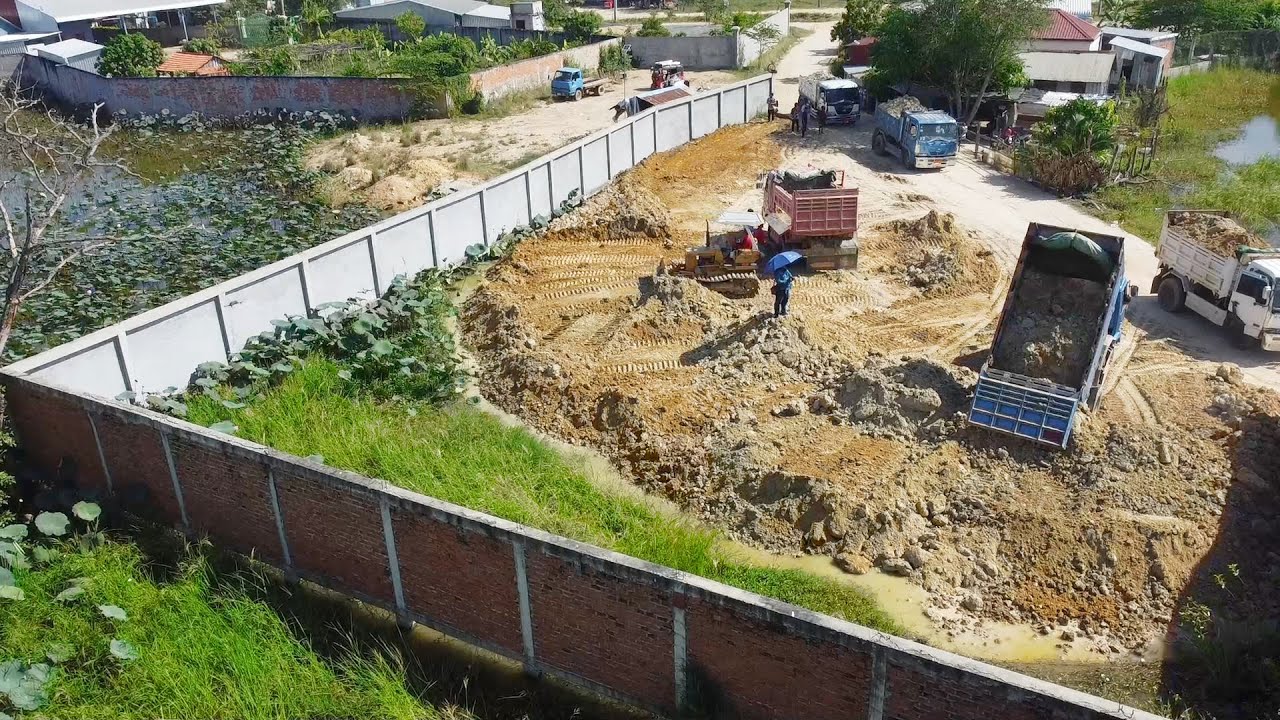 Nice Great New Project Filling Land By Skills Operator mini dozer Push ...