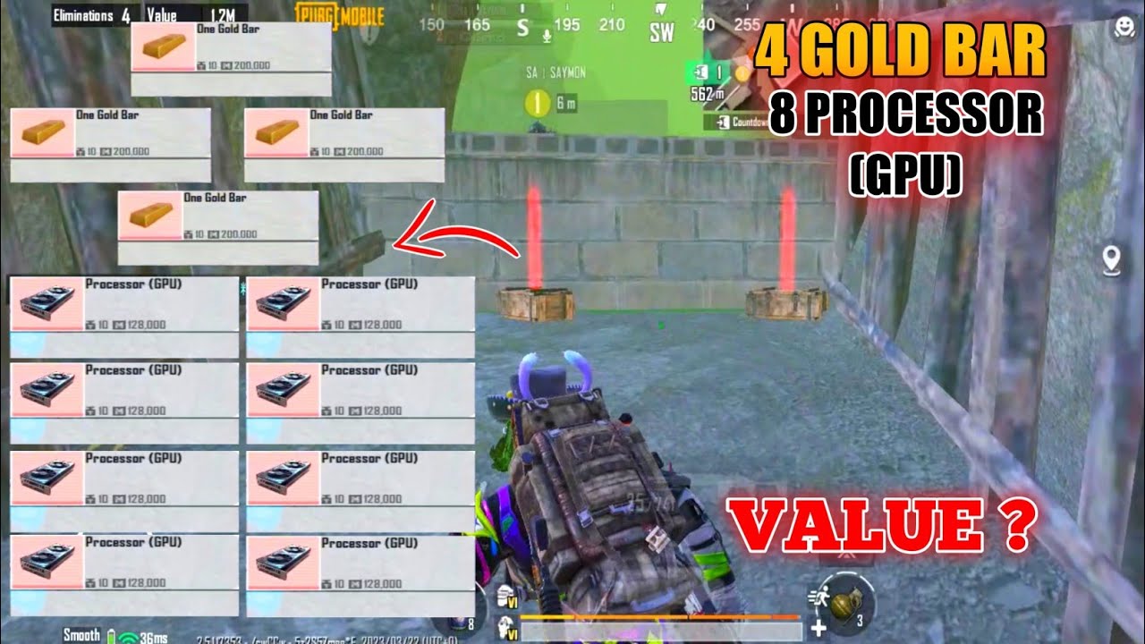 4 Gold Bar - 8 Processor (GPU) - How Much Is The Value?🤔 | PUBG METRO ...