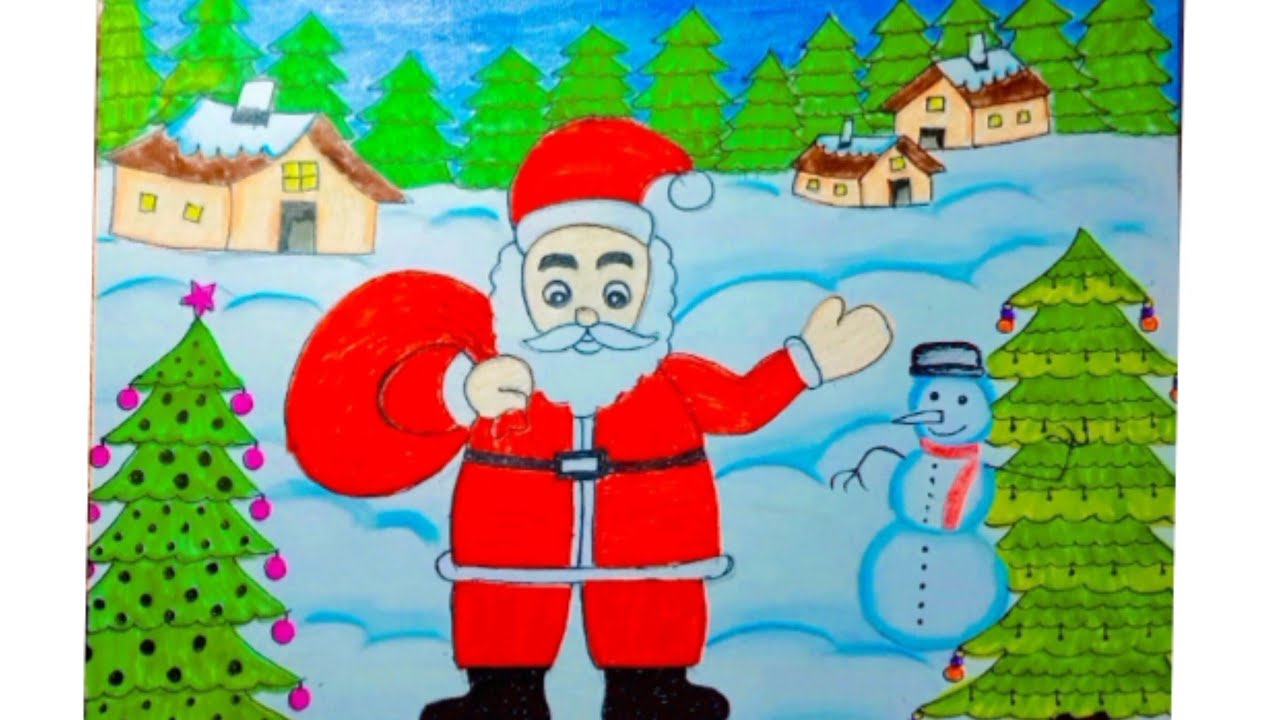 How To Draw Christmas Drawing Easy 😊 Christmas Drawing Kaise Banaye ...