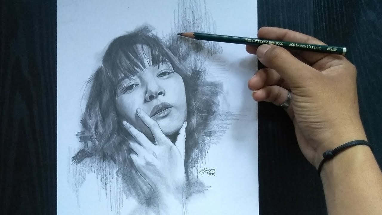 How to draw expressionism portrait of a girl with pencil ( Laura Theux ...