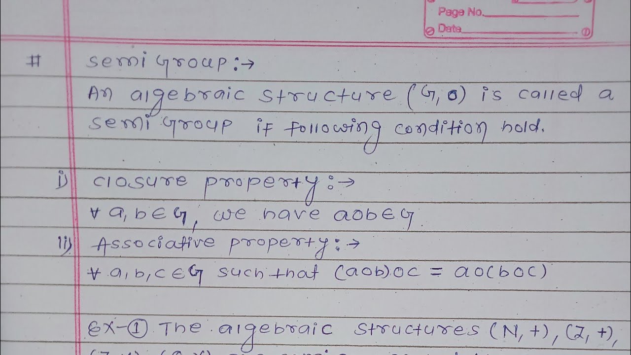 | Define semi Group with an example| #modernalgebra #BSC #Maths #wala # ...