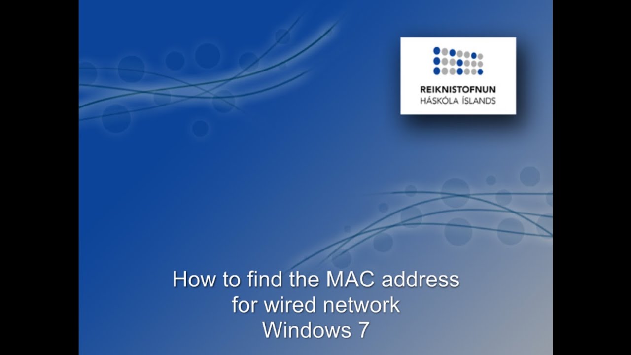 Find MAC address for wired network Win 7 - YouTube