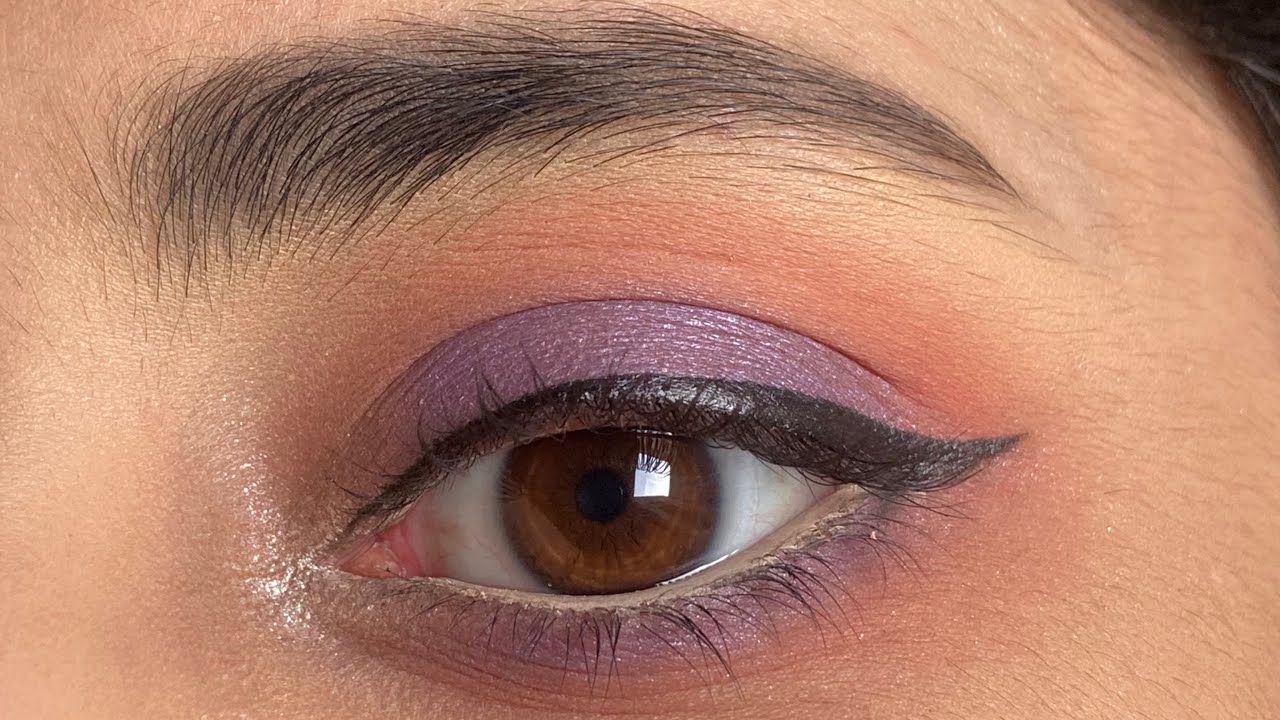 Peach purple eye makeup look | purple beginners eye makeup for girls ...