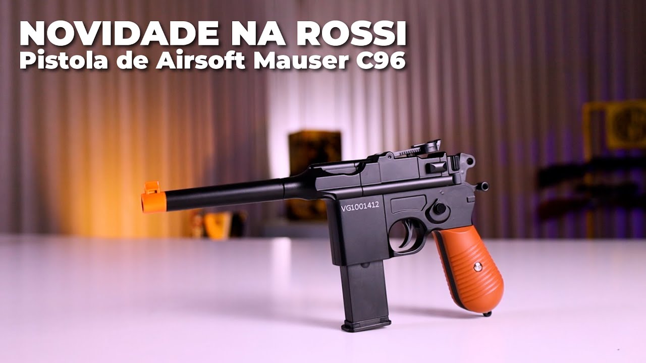 Novidade na Rossi: Pistola de Airsoft Mauser C96 Metal 6MM - YouTube