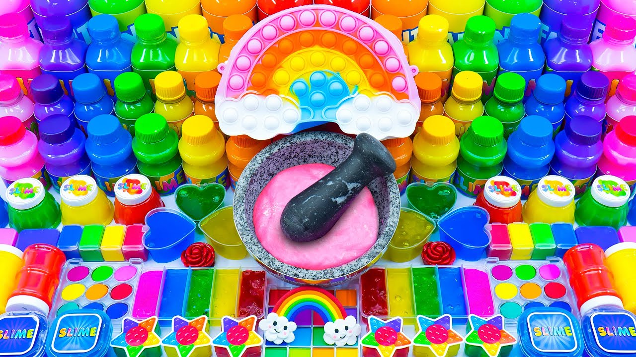 Satisfying Video | How To Make Rainbow Slime Mixing Glitter Eyeshadow ...